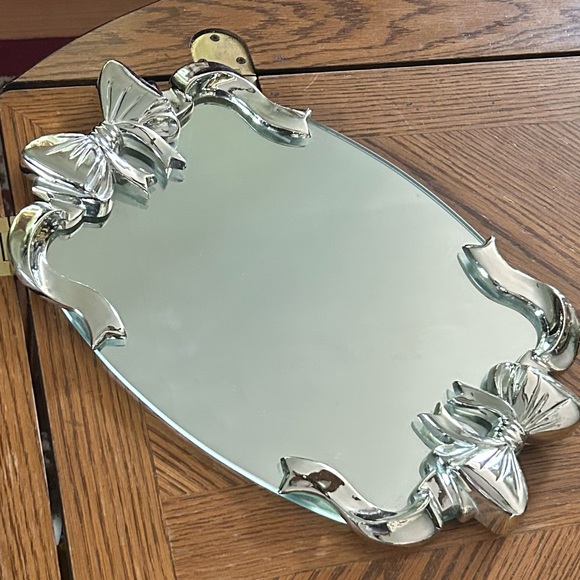 Vintage | Wall Decor | Vintage Silver Bow Vanity Mirror | Poshmark